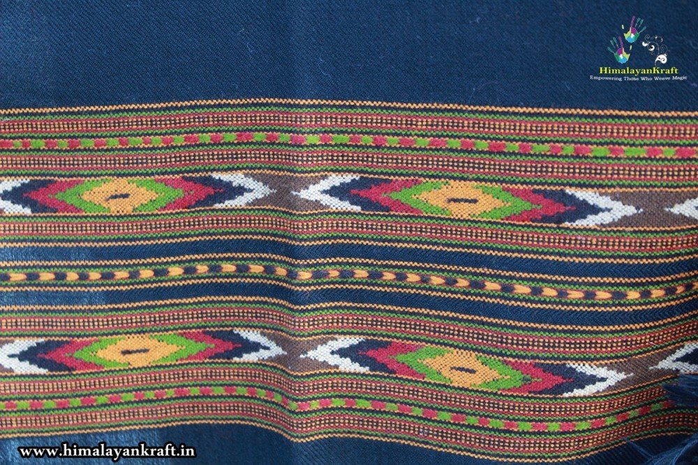 Indian Traditional Weaving Kullu Handloom Shawl (Back)Loom Himalaya