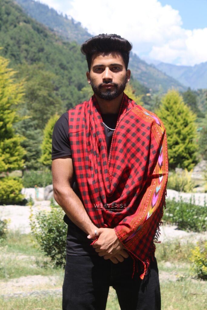 Checked Red - A Blend of Tradition and Elegance Men's Stole - Loom ...