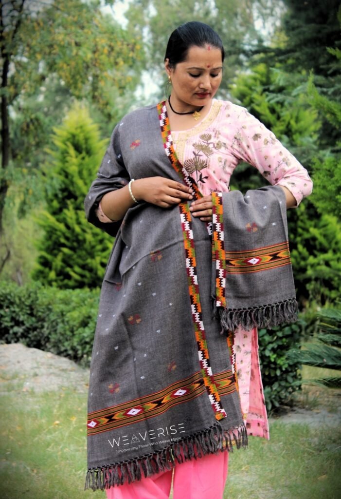 Authentic Loom Himalaya Tribal Traditional Design Grey Shawl - Fine ...